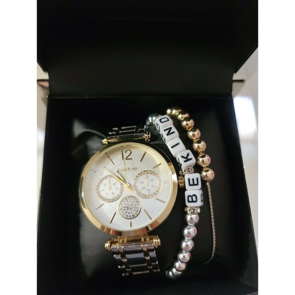 bebe | Accessories | Bebe Stainless Steel Gold Color Watch 2 Bracelet ...
